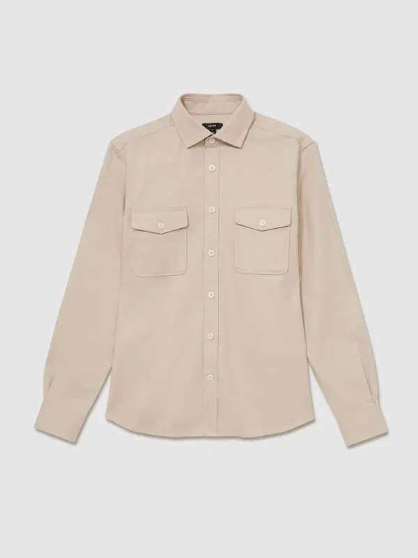 REISS Whisper Stretch-cotton Twill Twin-pocket Overshirt