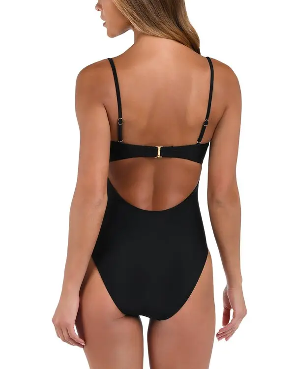 L'Agence Emilia Solid Bandeau V Wire One-piece Swimsuit - Black
