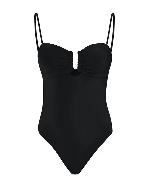 L'Agence Emilia Solid Bandeau V Wire One-piece Swimsuit - Black