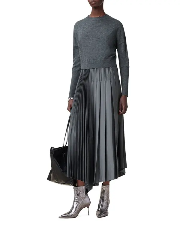 ALLSAINTS Adriana Pleated Sweater Dress