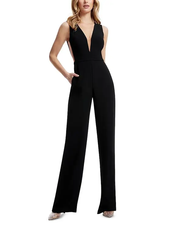 Dress The Population Katrina Plunging Neck Jumpsuit - Black