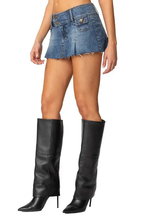 EDIKTED Pleated Hem Denim Skort