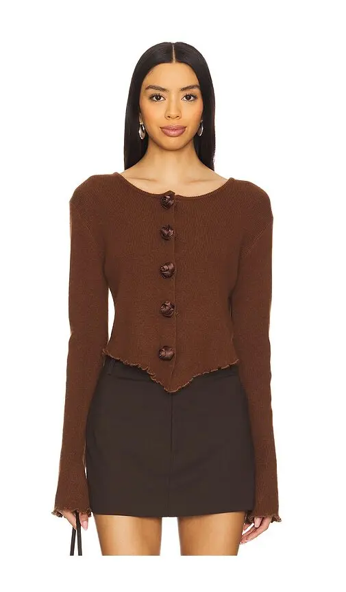 BUBISH X Rosette Knit Cardigan - Chocolate Brown