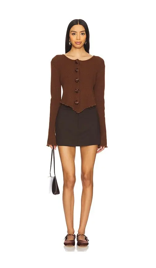 BUBISH X Rosette Knit Cardigan - Chocolate Brown