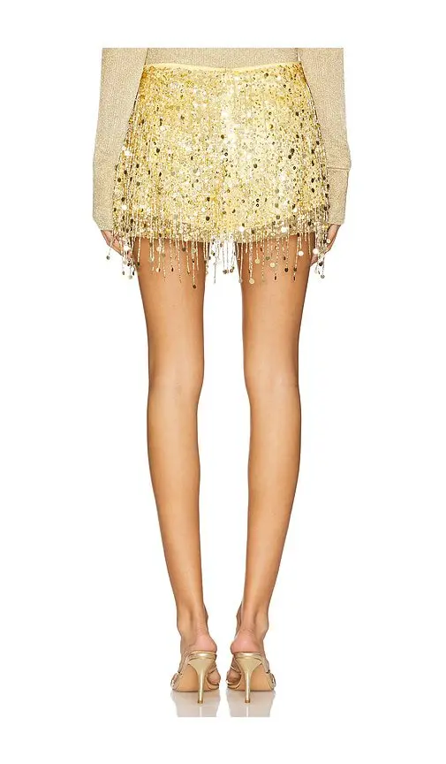 ASTA RESORT Yasmin Hand Beaded Mini Skirt - Gold