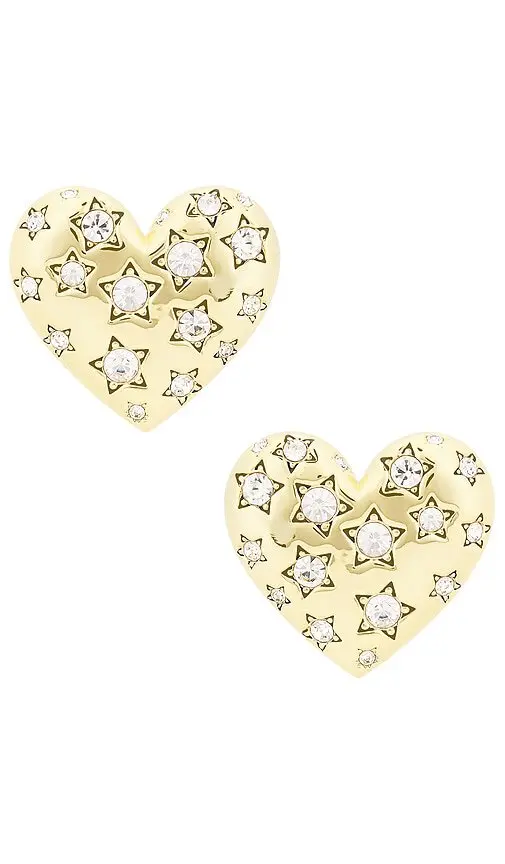 Lele Sadoughi Celestial Heart Button Earrings - Gold