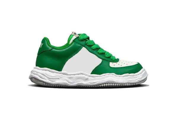 Mihara Yasuhiro Wayne Og Sole Leather Low Sneakers - Green/white