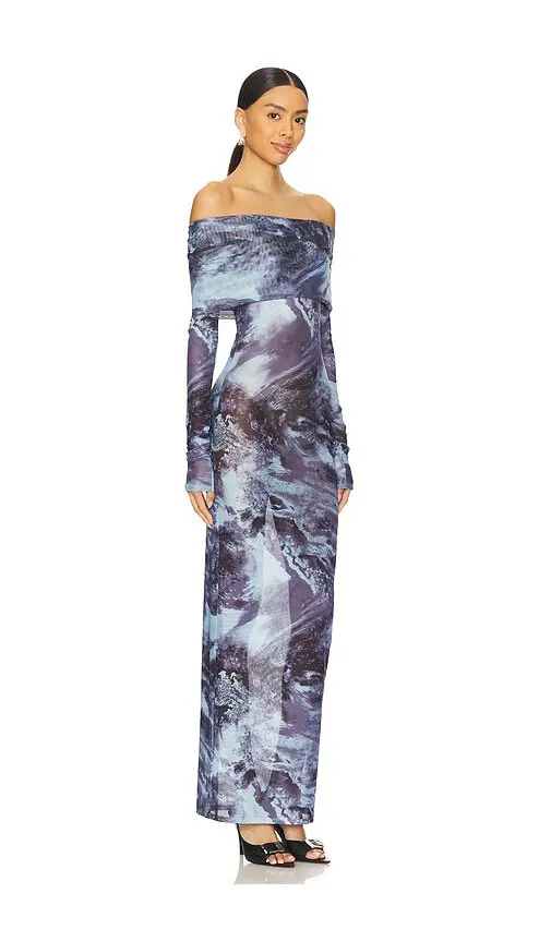 Superdown Karasi Maxi Dress With Off-shoulder Neckline