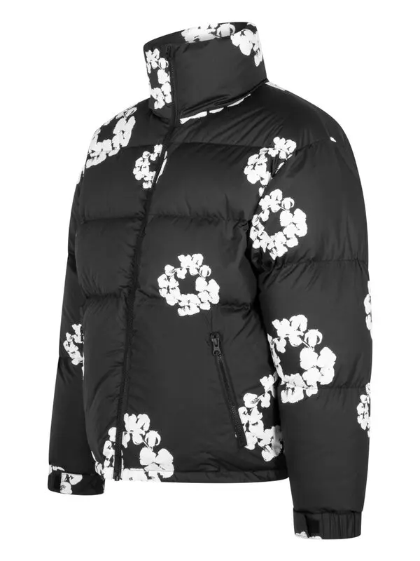 DENIM TEARS Floral-print Padded Jacket - Black