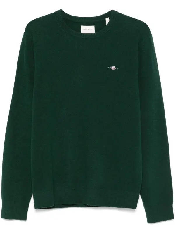 Gant Fine-knit Crew Neck Sweater - Green