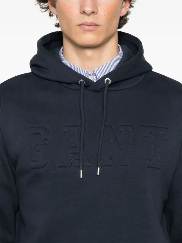 Gant Embossed Logo Hoodie - Blue