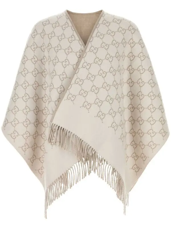 Gucci Embroidered Wool Cape - Neutrals