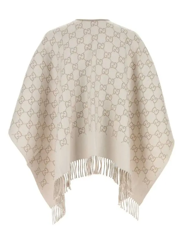 Gucci Embroidered Wool Cape - Neutrals