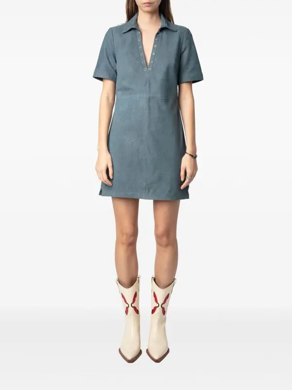 Zadig&Voltaire Leather Mini Dress - Blue
