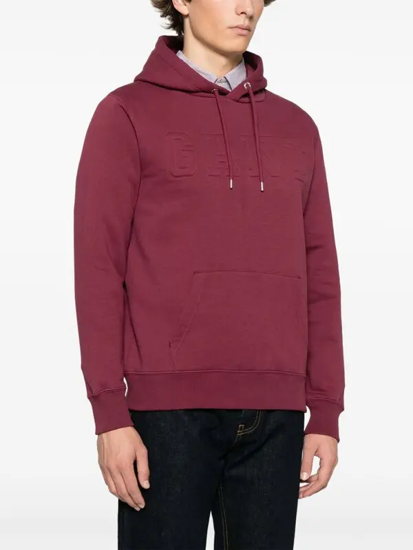 Gant Embossed Logo Hoodie - Red