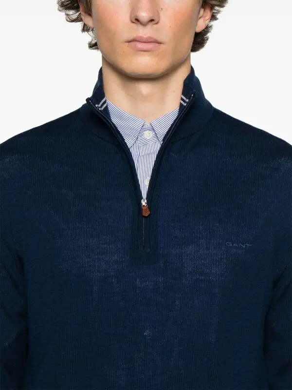 Gant Fine-knit Merino Wool Sweater - Blue