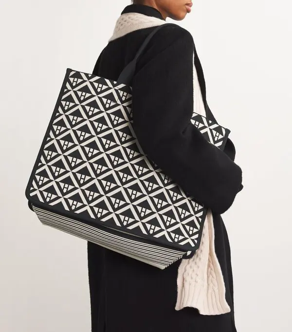 Harrods Geometric Patterned Tote Bag - Black