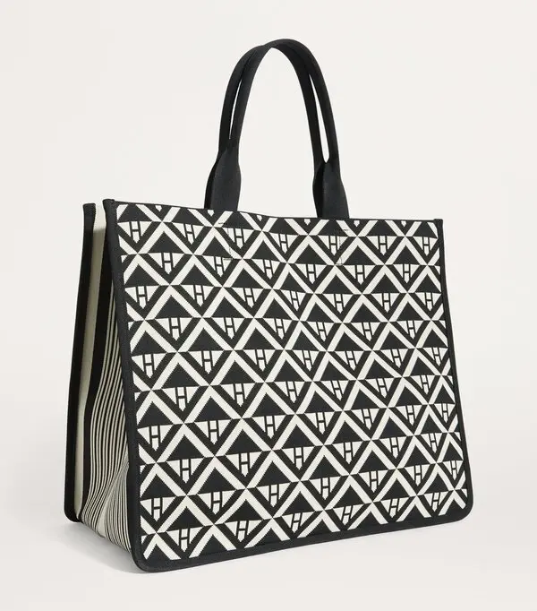 Harrods Geometric Patterned Tote Bag - Black