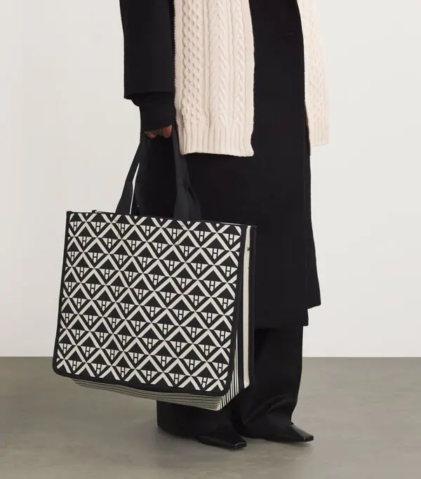 Harrods Geometric Patterned Tote Bag - Black
