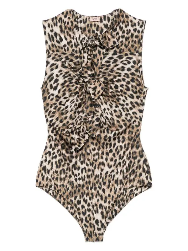 N°21 Leopard-print One Piece Swimsuit - Neutrals