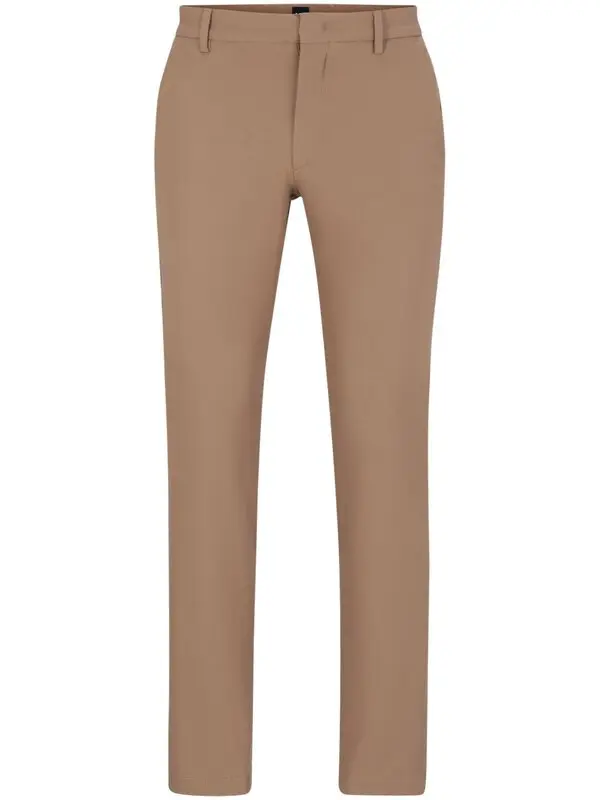 BOSS Logo-embroidered Tapered Trousers - Neutrals