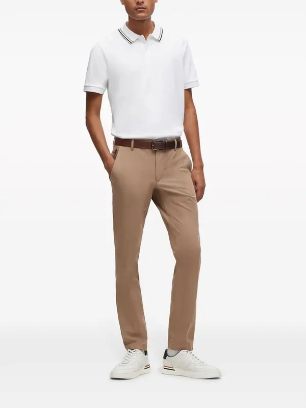 BOSS Logo-embroidered Tapered Trousers - Neutrals
