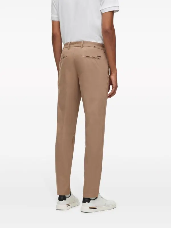 BOSS Logo-embroidered Tapered Trousers - Neutrals