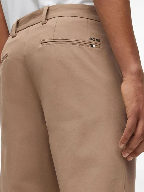BOSS Logo-embroidered Tapered Trousers - Neutrals