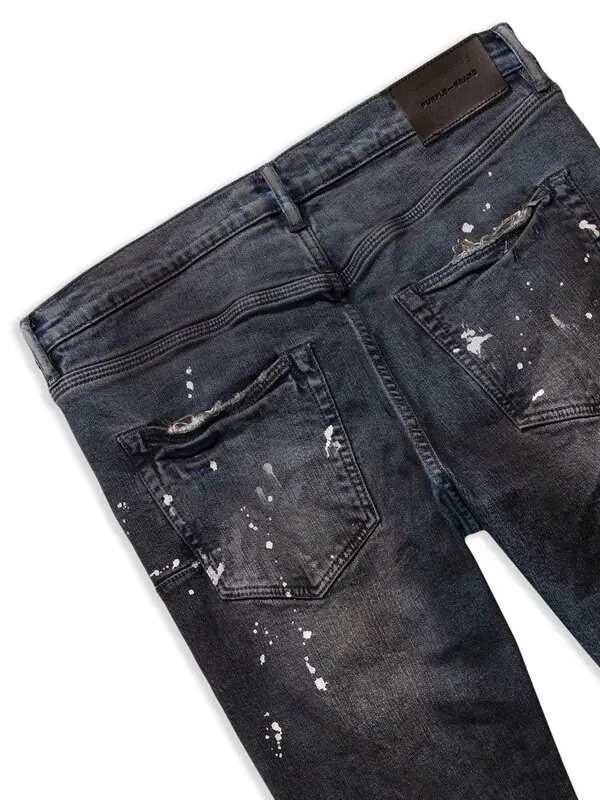 PURPLE BRAND Paint-splatter Skinny Jeans - Indigo