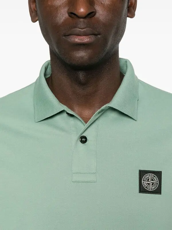 Stone Island Piqué-weave Polo Shirt - Green