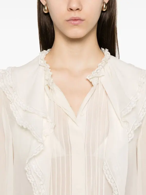 Chloé Ruffled Silk Blouse - Neutrals