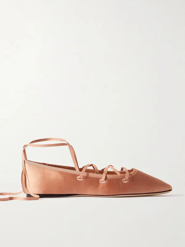 LOEFFLER RANDALL Louisa Lace-up Satin Ballet Flats