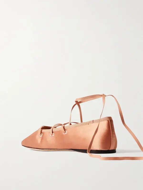 LOEFFLER RANDALL Louisa Lace-up Satin Ballet Flats