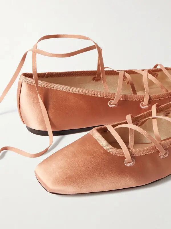 LOEFFLER RANDALL Louisa Lace-up Satin Ballet Flats