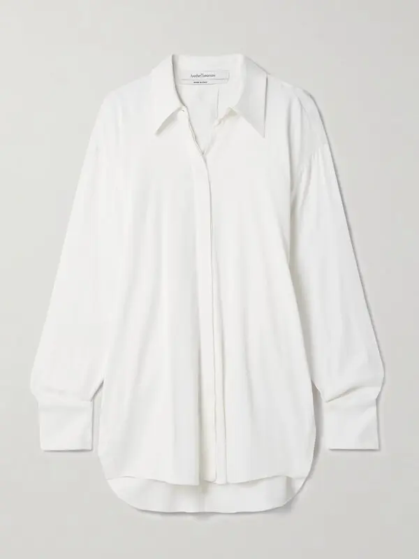 Another Tomorrow Satin-crepe Shirt