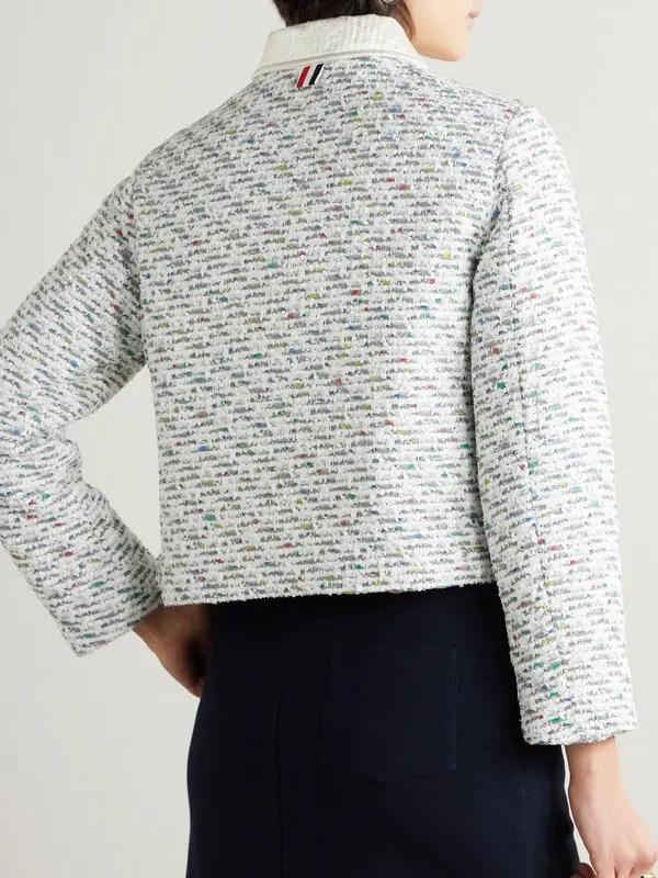 Thom Browne Silk-trimmed Sequined Tweed Down Jacket