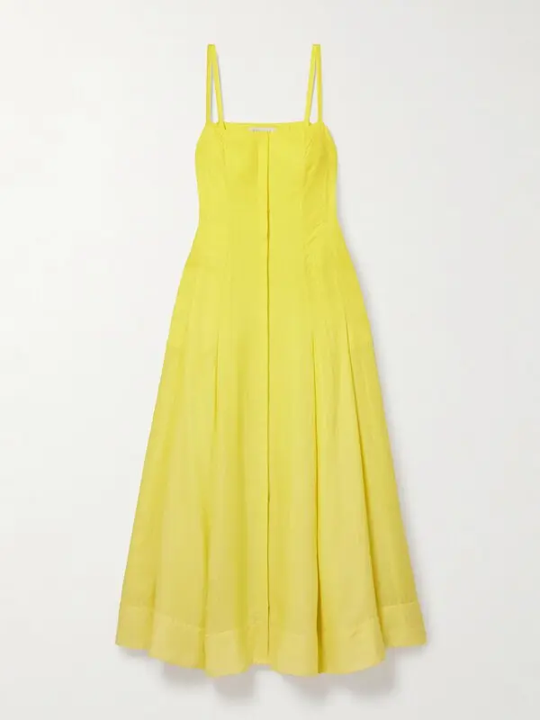 Gabriela Hearst Magritte Herringbone Maxi Dress - Yellow