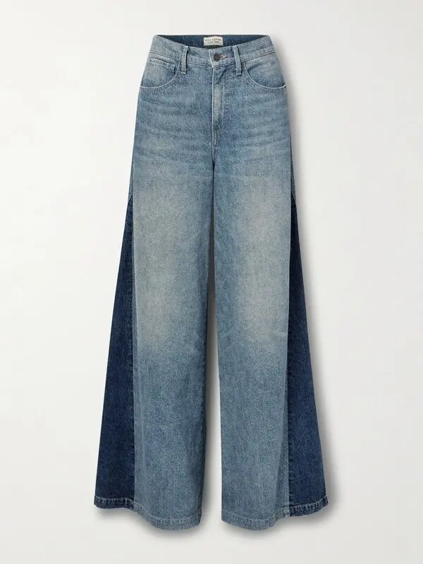 NILI LOTAN Ebony Paneled Wide-leg Jeans - Blue