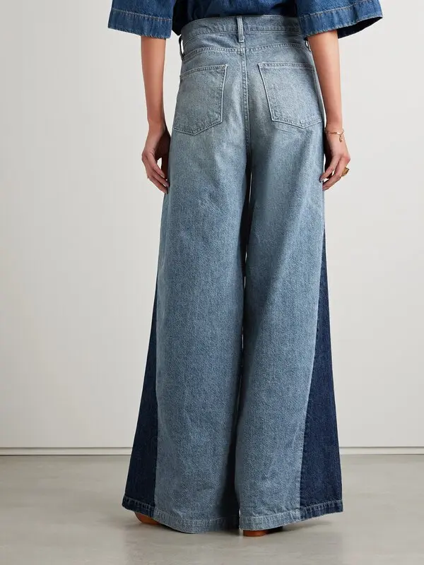 NILI LOTAN Ebony Paneled Wide-leg Jeans - Blue