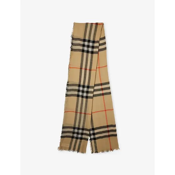 Burberry Check-print Lightweight Wool And Silk Scarf - Sand