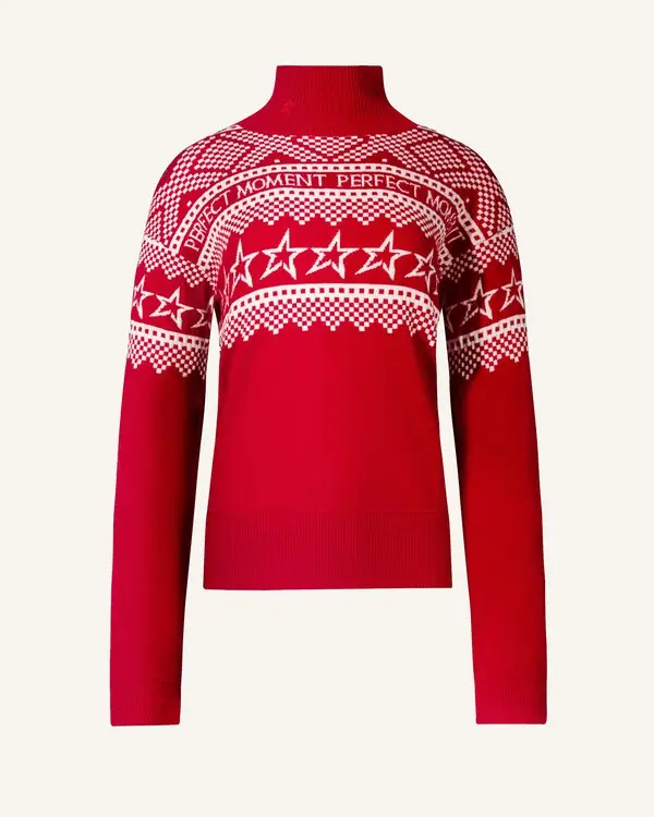 Perfect Moment Intarsia-knit Merino Wool Turtleneck - Red