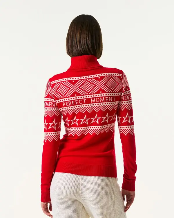 Perfect Moment Intarsia-knit Merino Wool Turtleneck - Red
