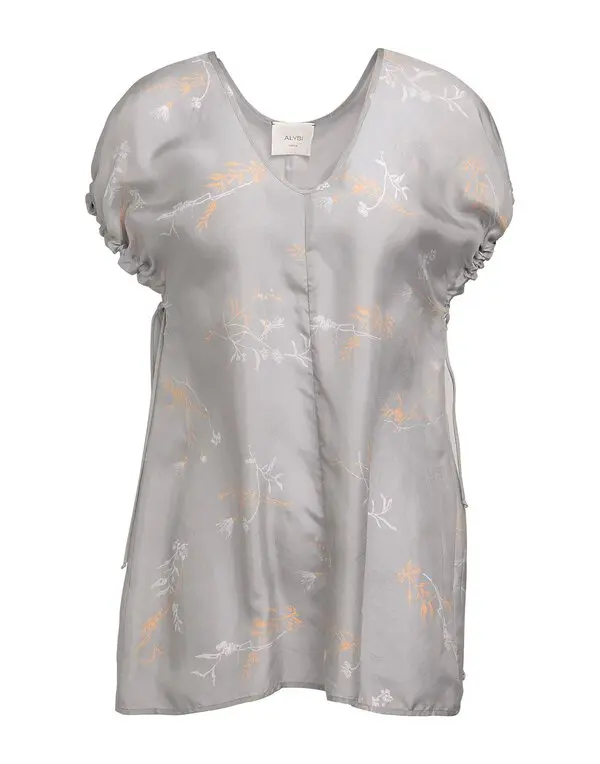 ALYSI Floral-print Silk Top - Light Grey