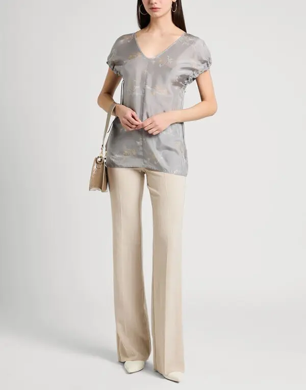 ALYSI Floral-print Silk Top - Light Grey
