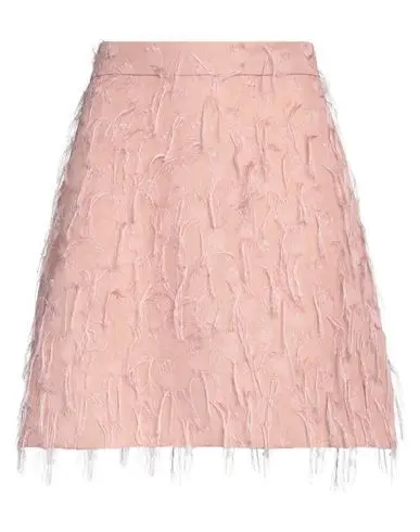 SISTE'S Blush Polyester Mini Skirt With Fringe Detail