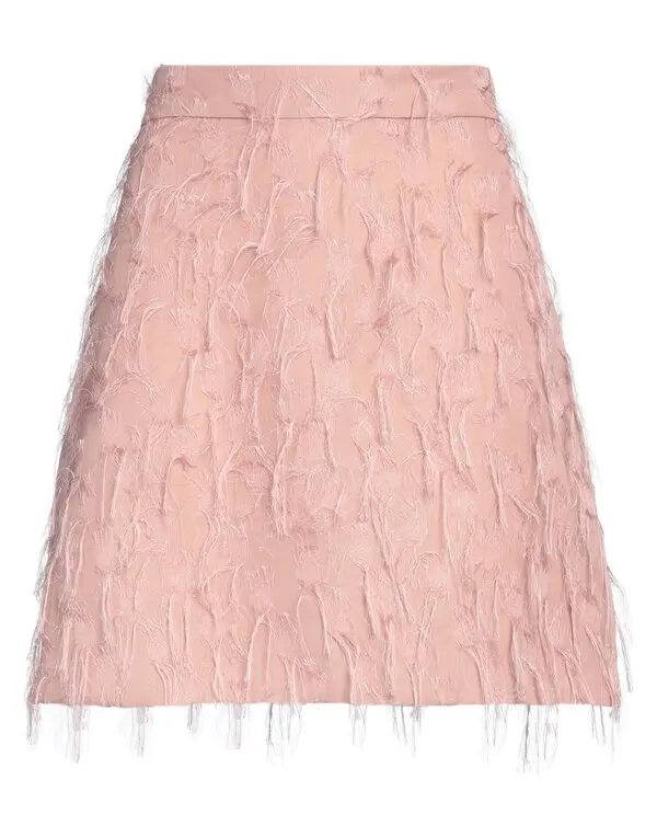 SISTE'S Blush Polyester Mini Skirt With Fringe Detail