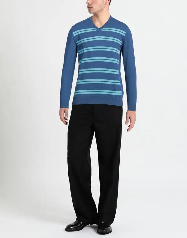 HERITAGE Striped V-neck Cotton Sweater