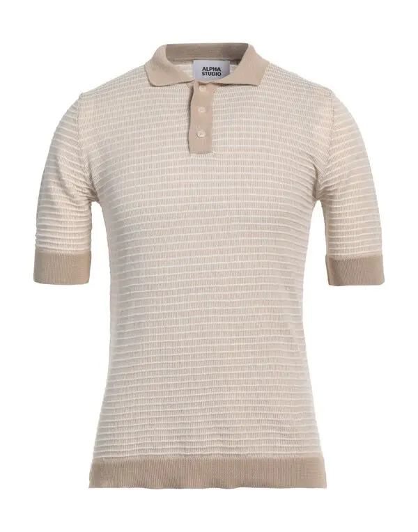 Alpha Studio Polo Shirt Size Linen, Cotton