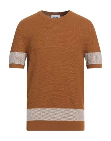 Alpha Studio Two-tone Crewneck Short Sleeve Sweater