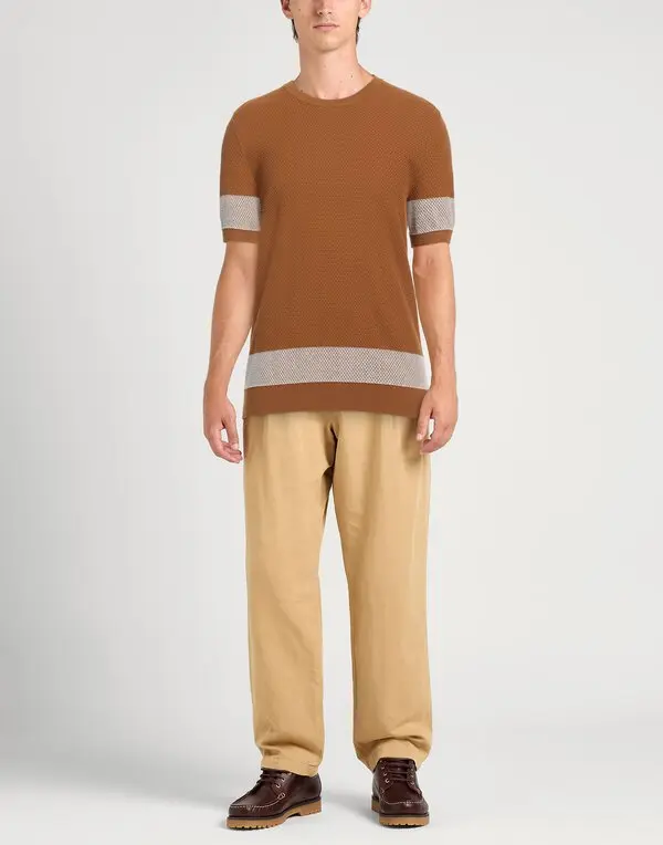 Alpha Studio Two-tone Crewneck Short Sleeve Sweater